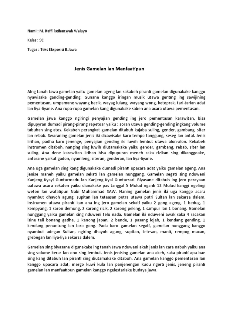 Teks Eksposisi B.Jawa | PDF