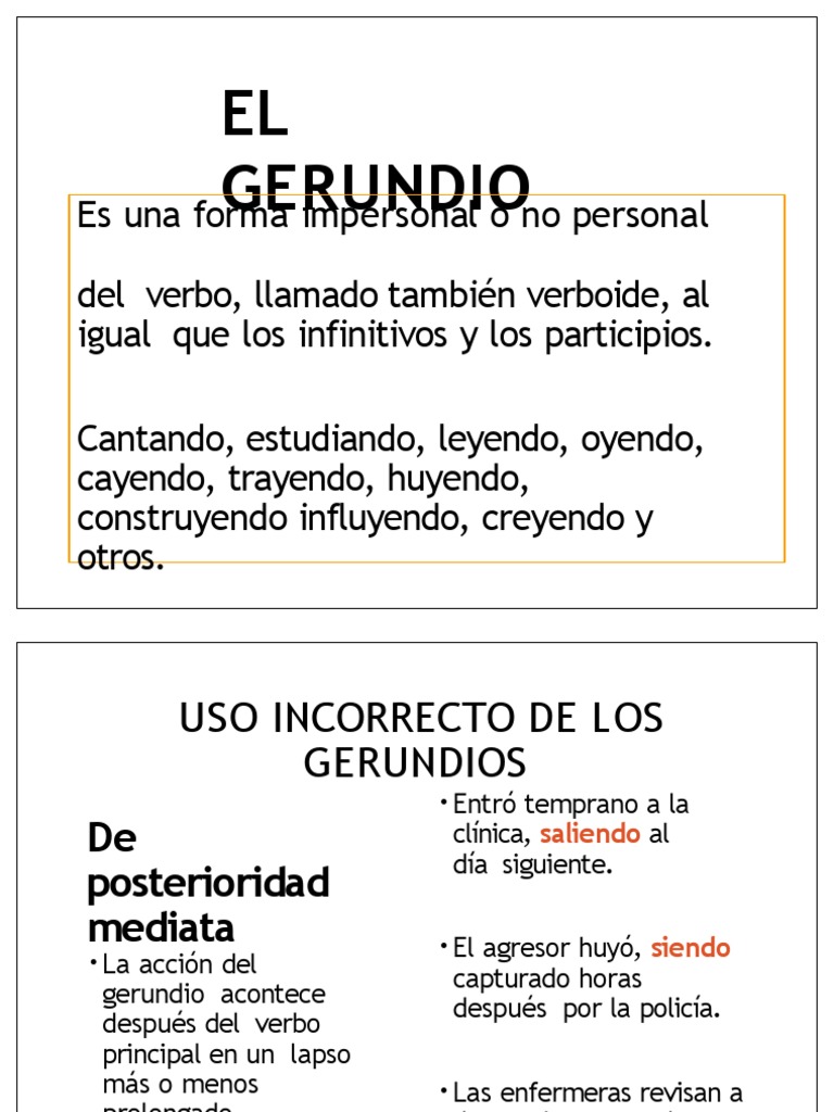 Uso correcto e incorrecto del gerundio | PDF | Verbo | Unidades Semánticas