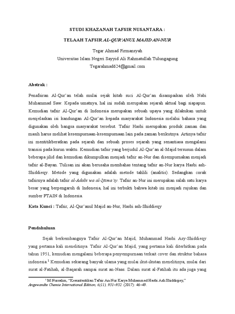 Jurnal Tafsir Nusantara - Tegar Ahmad - Final | PDF