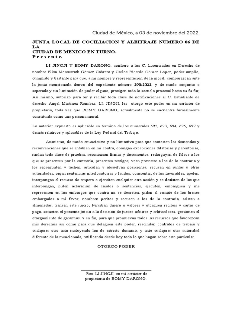 Carta Poder Pleitos y Cobranzas | PDF | Gobierno | Justicia