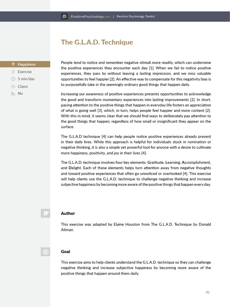 The GLAD Technique | Download Free PDF | Gratitude | Experience