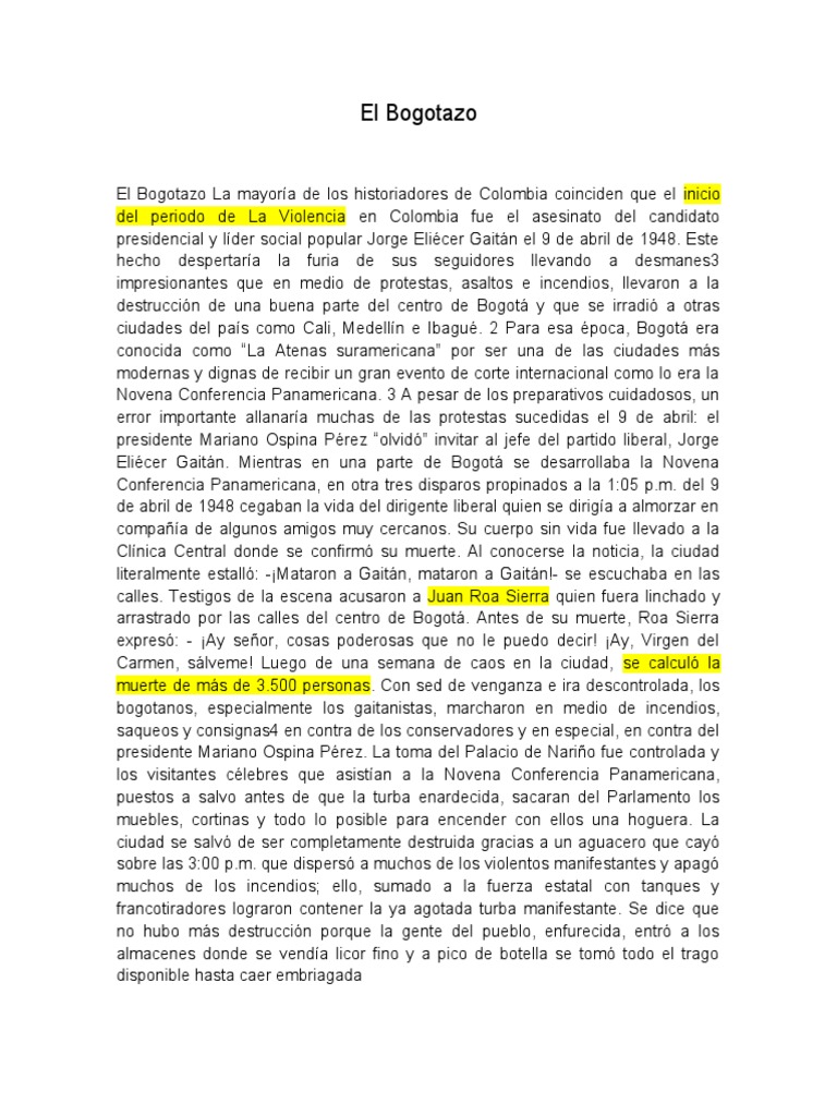 Lectura El Bogotazo | PDF | Historia