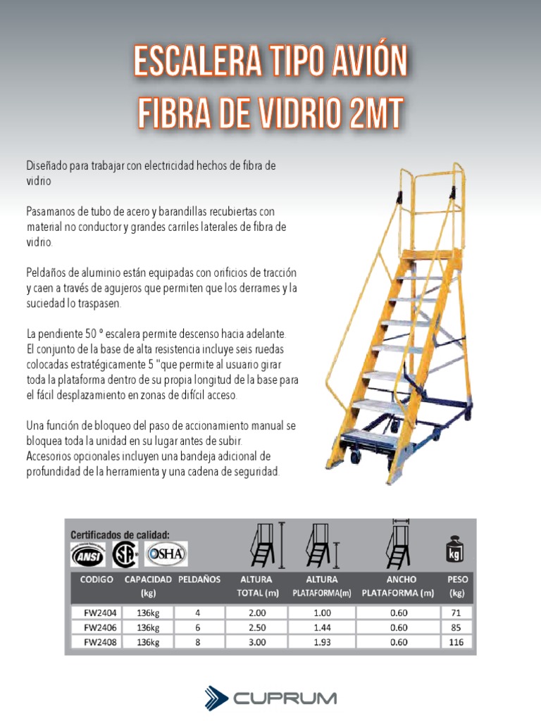 Escalera Plataforma Tipo Avion en Fibra de Vidrio | PDF