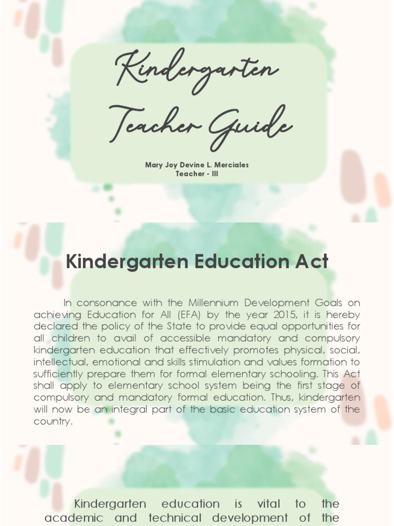 Kindergarten Teacher's Guide 2025 | PDF | Kindergarten | Curriculum