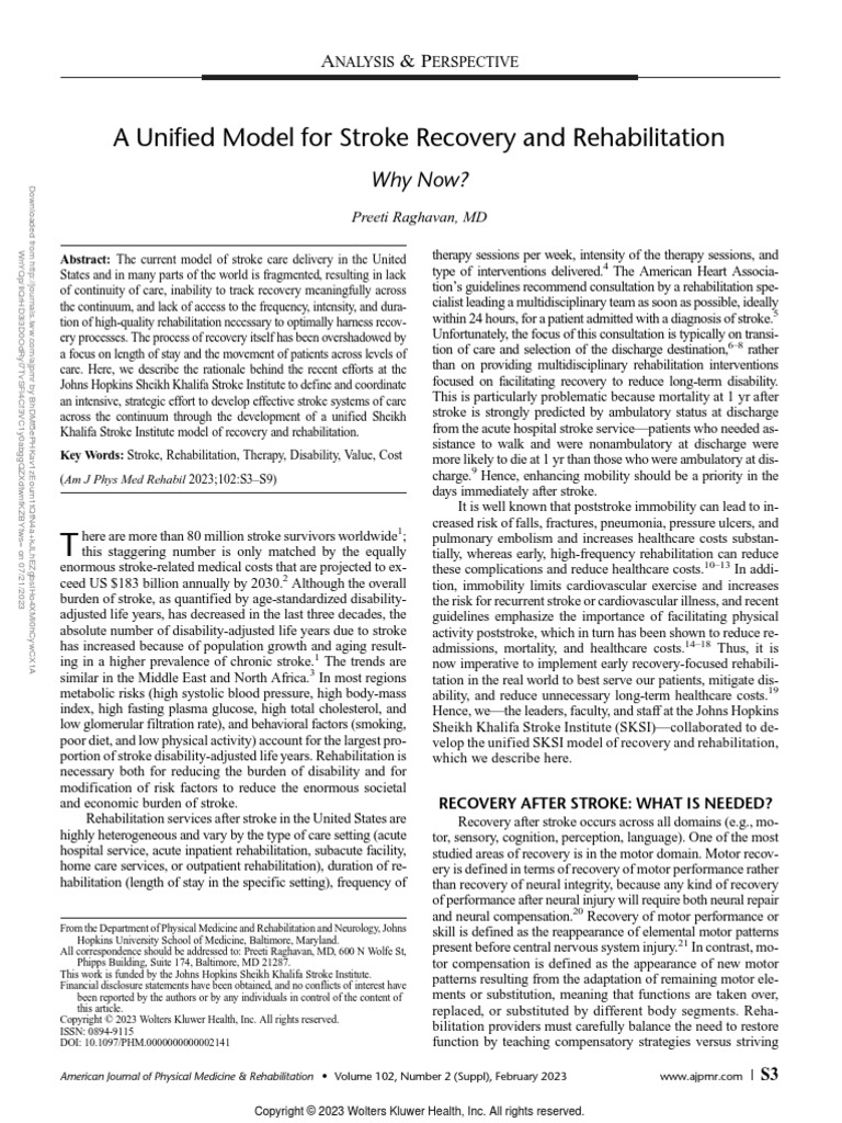 A Unified Model For Stroke Recovery And.2 | PDF | Stroke | Physical Therapy