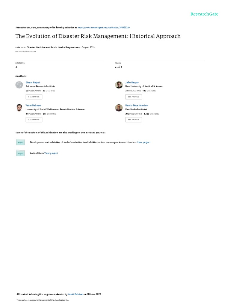 The Evolution of Disaster Risk Management Historical Approach 1 | PDF ...