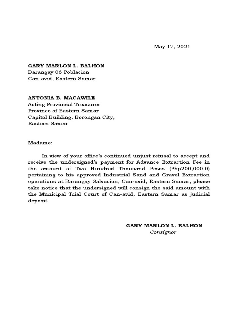 Notice of Consignation | PDF