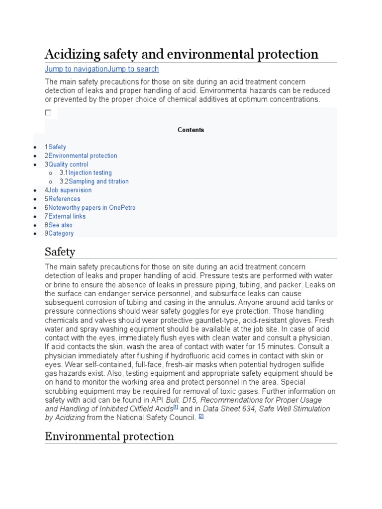 Acidizing Safety & Environmental Guide | PDF | Leak | Acid