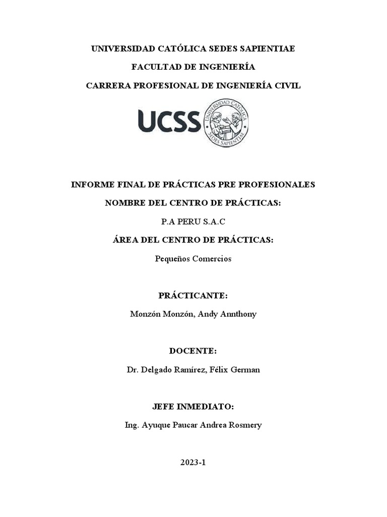 Informe Final de PPP - Andy Annthony Monzón Monzón | PDF | Business ...