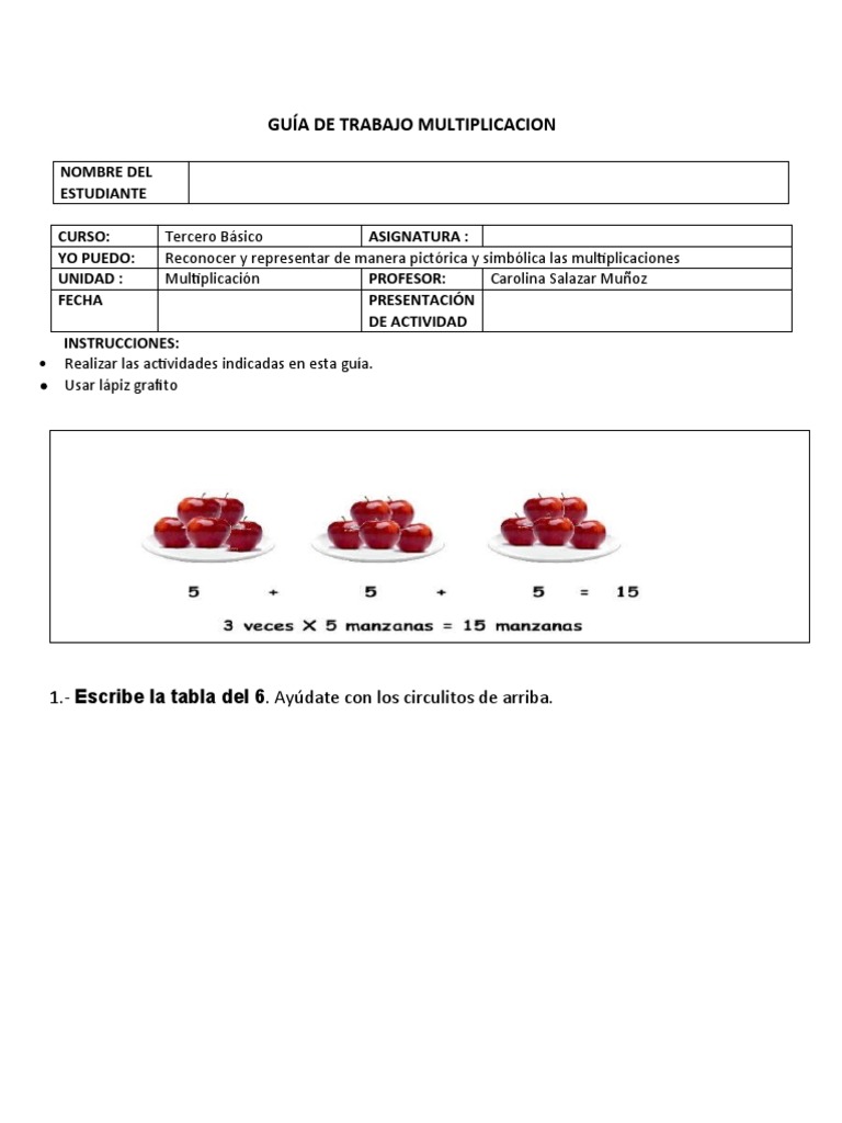 Guia de Multiplicacion Tercero Basico | PDF