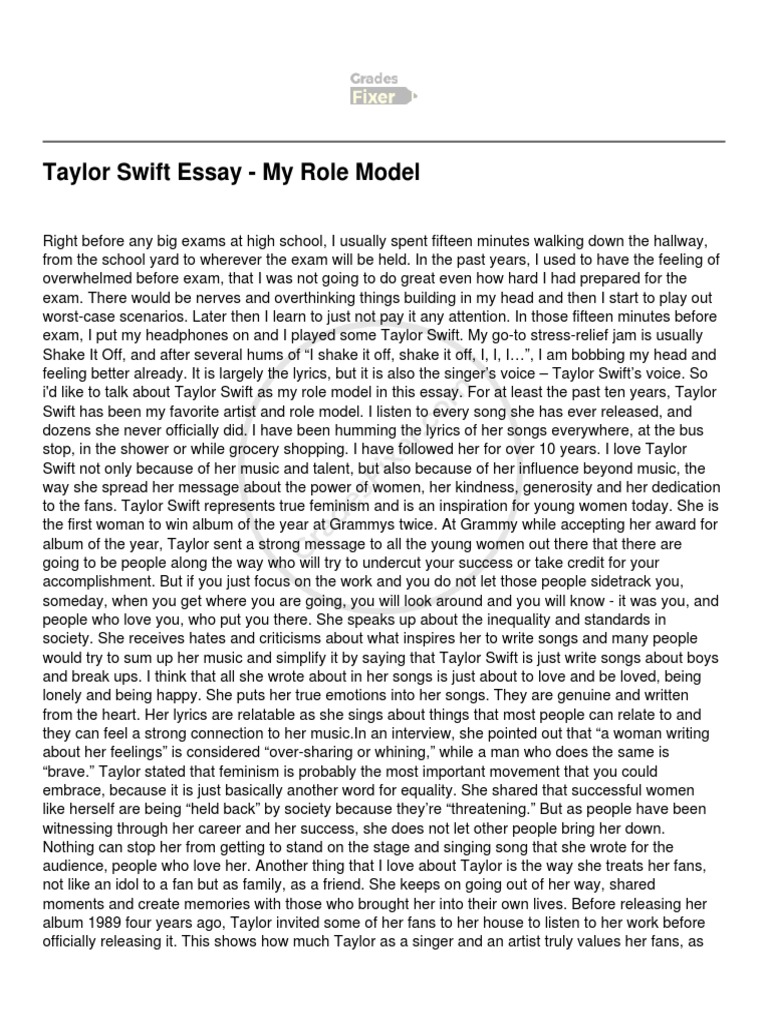 Taylor Swift Essay - My Role Model | PDF