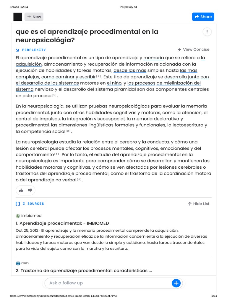 Aprendizaje Procedimental | PDF | Aprendizaje | Memoria