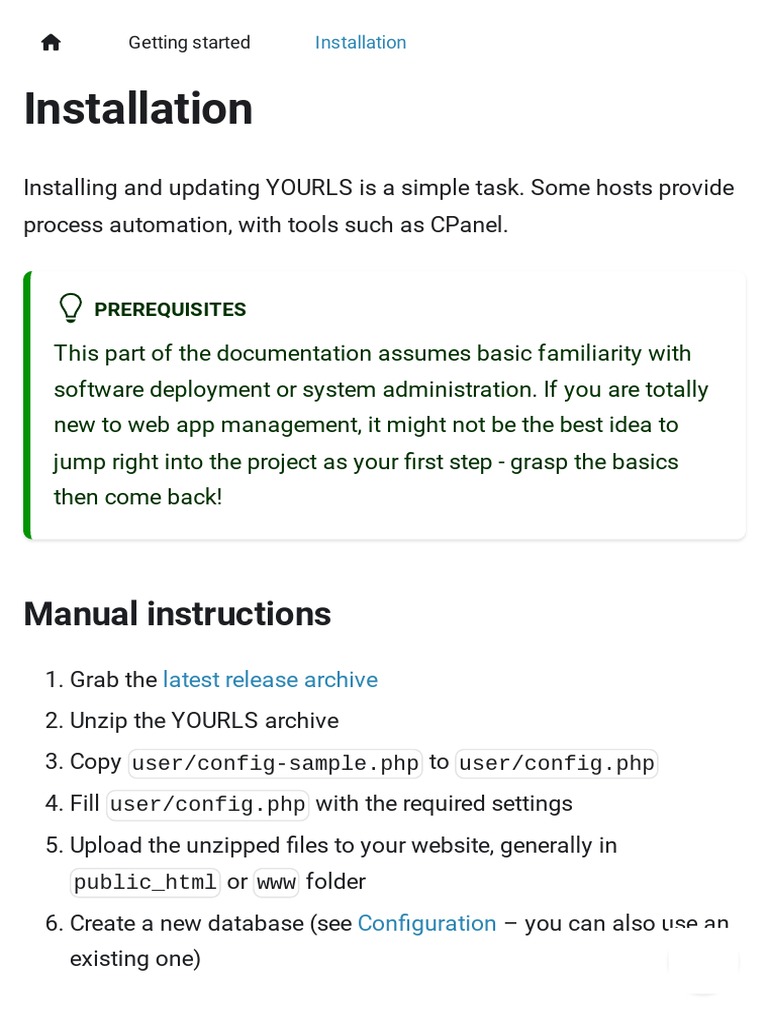 Installation - YOURLS | PDF | Computers