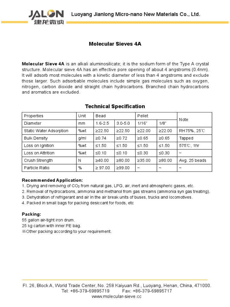 Molecular Sieves 4A: Luoyang Jianlong Micro-Nano New Materials Co., LTD ...
