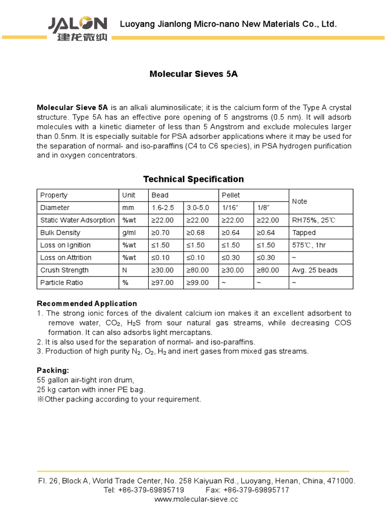 Molecular Sieves 5A: Luoyang Jianlong Micro-Nano New Materials Co., LTD ...