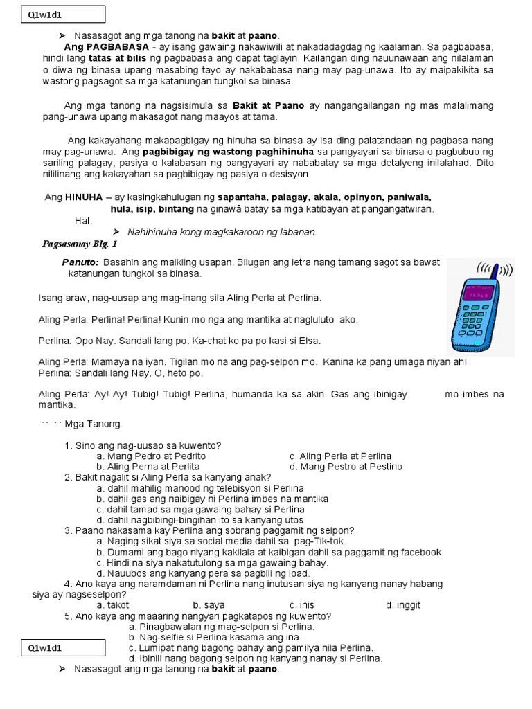 Nasasagot Ang Mga Tanong Na Bakit at Paano | PDF