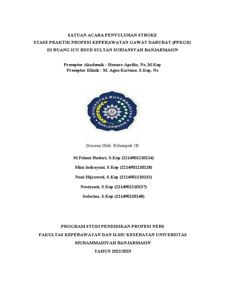 Sap Stroke Icu Kelompok 2B | PDF