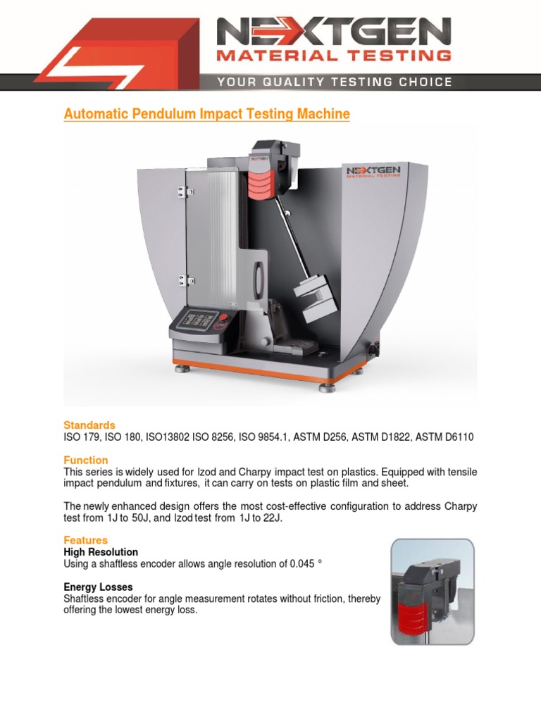 Automatic Pendulum Impact Tester - Class J - Technical Brochure - v ...