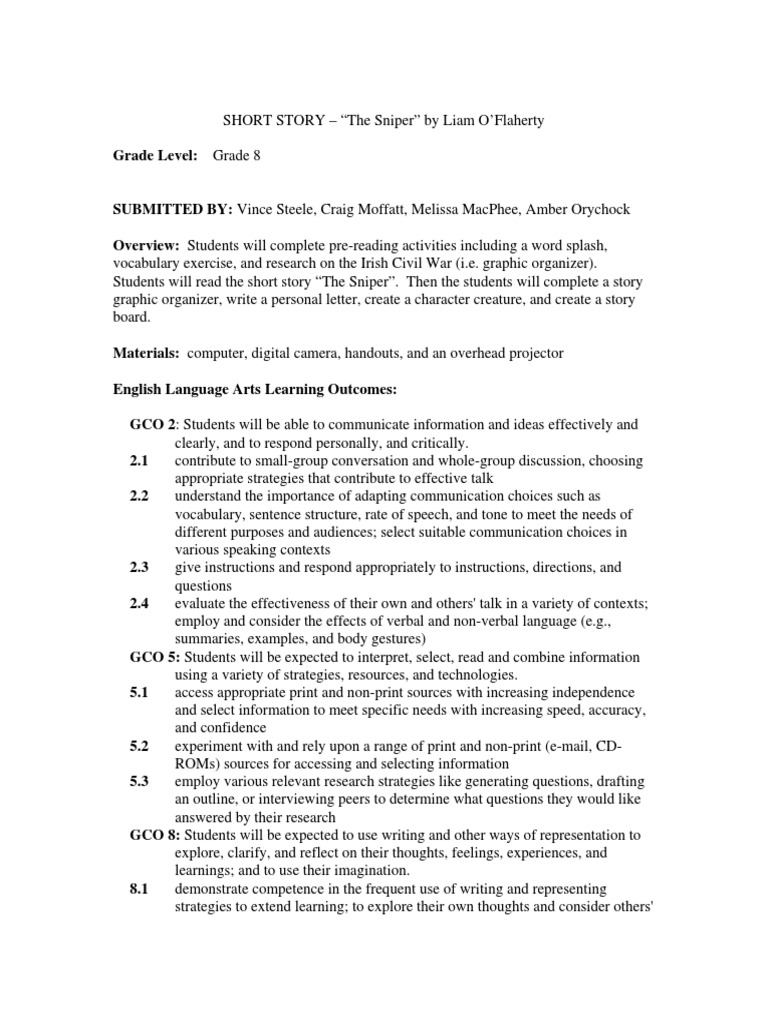 Story The Sniper | PDF | Communication | Thought