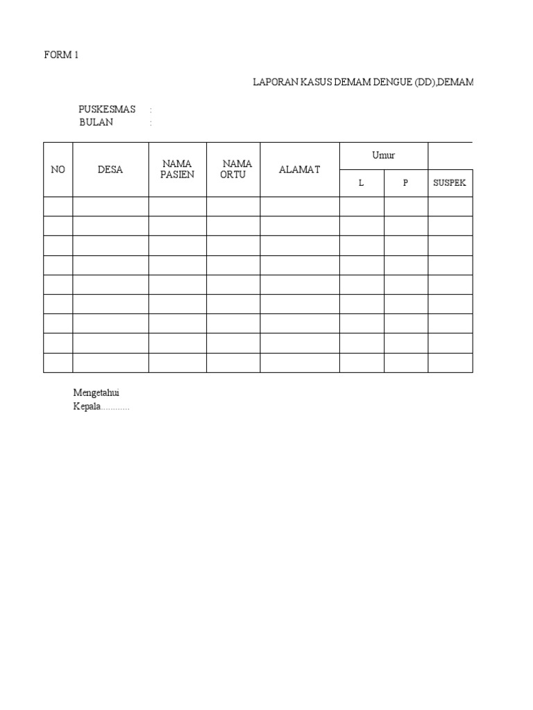 Format Laporan DBD Kab | PDF