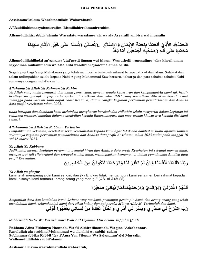 Doa Pembukaan | PDF