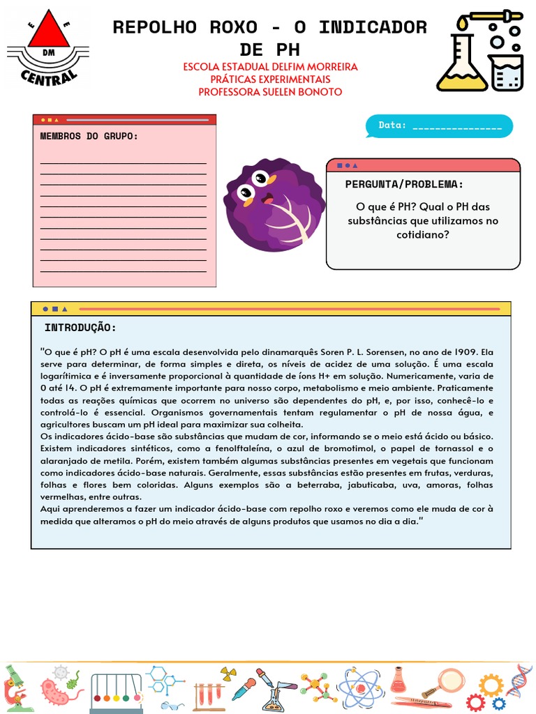 Prática 03 - Repolho Roxo - indicador de PH | PDF | Ph | Hidróxido de sódio