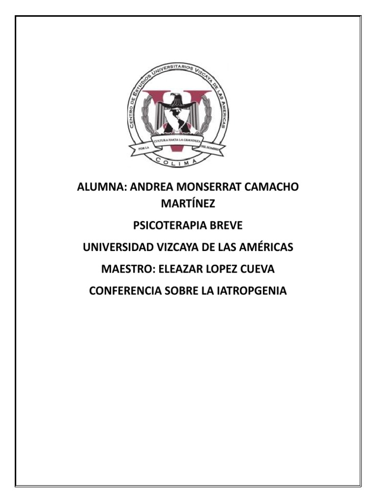 Conferencia Sobre Iatrogenia - Andrea Camacho | PDF | Psicólogo | Sicología