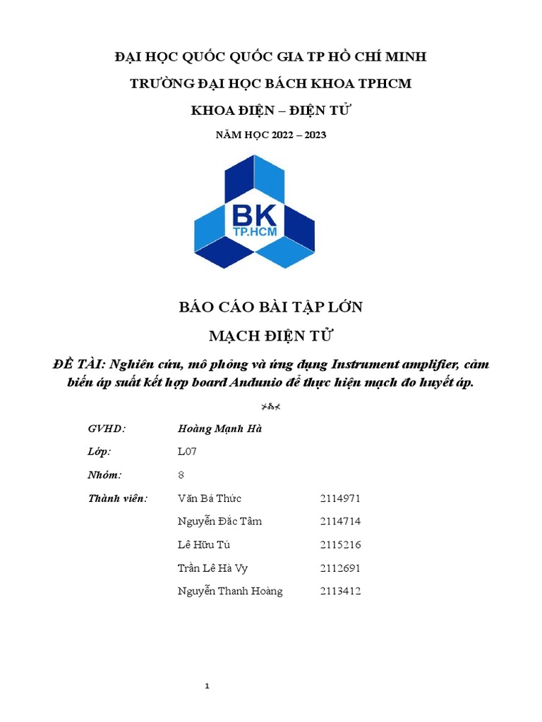 Báo cáo BTL mạch điện tử 1 | PDF