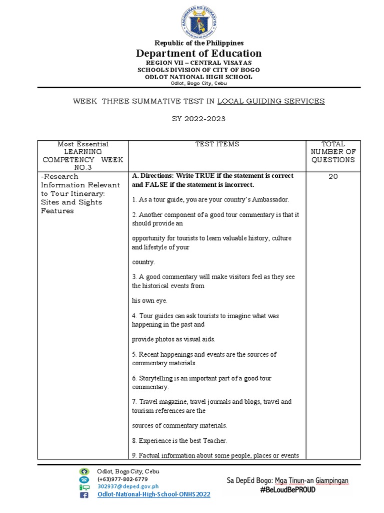 Local Guiding Services-Summative 3 | Download Free PDF | Learning ...