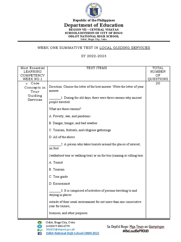 Local Guiding Services-Summative 1 | PDF | Tourism | Service Industries