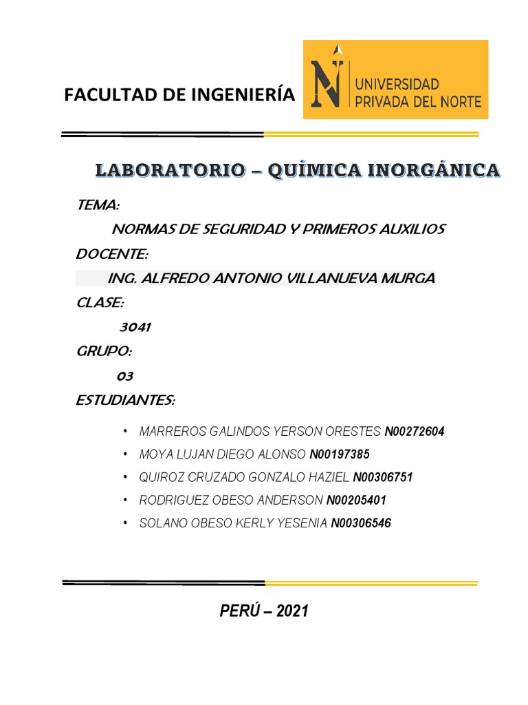 Práctica #1 - Normas de Seguridad y Primeros Auxilios en Laboratorio | PDF | Laboratorios | Quemar