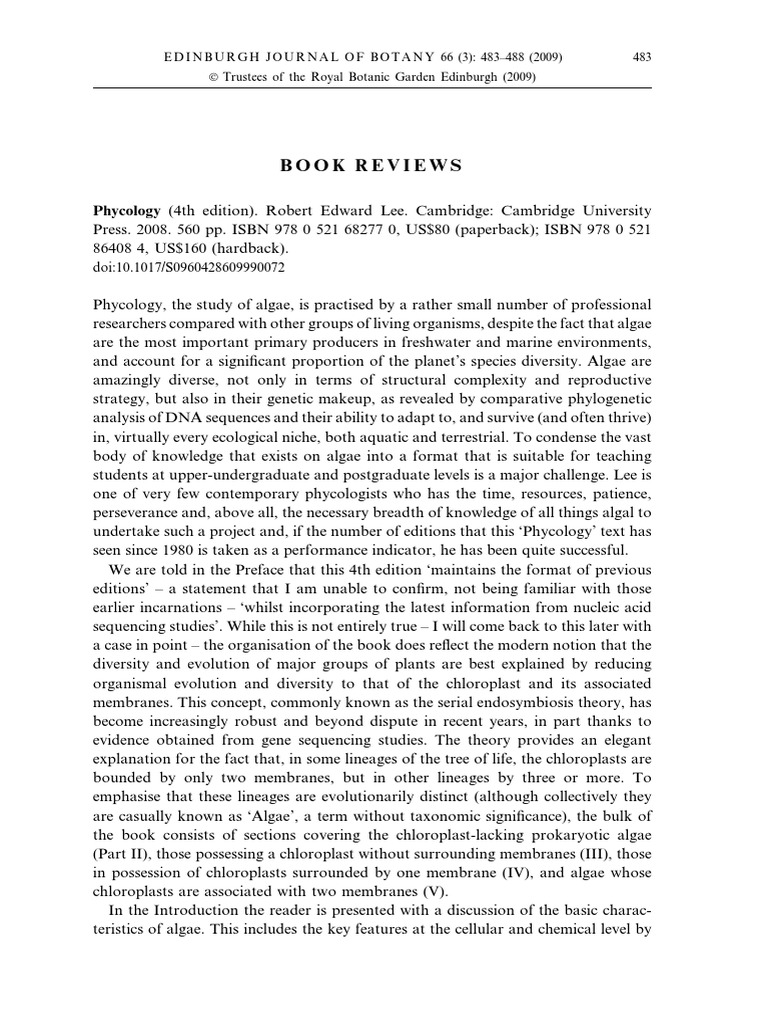 Phycology 4th Edition Robert Edward Lee | PDF | Algae | Chloroplast Phycology 4th Edition Robert Edward Lee | PDF | Algae | Chloroplast