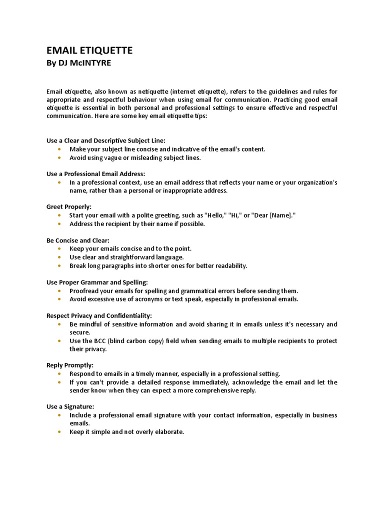 Email Etiquette | PDF | Communication | Human Communication