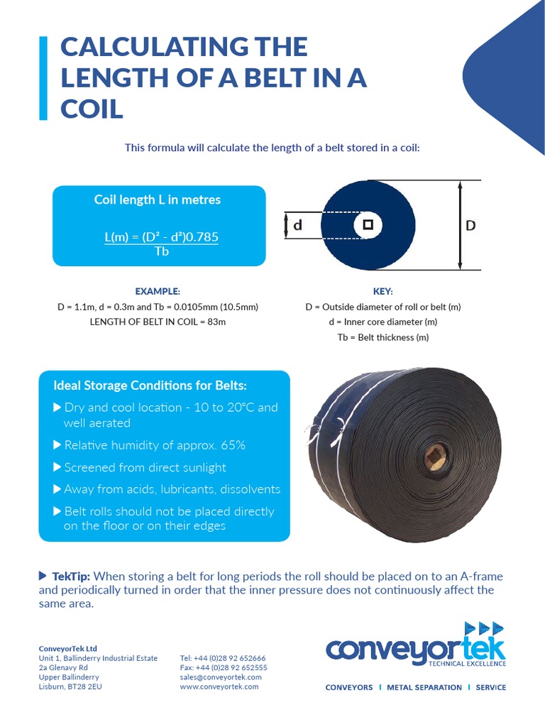 Belt Length Calculation in Coils | PDF