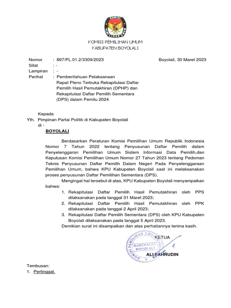 Pemberitahuan Kepada Partai Politik | PDF