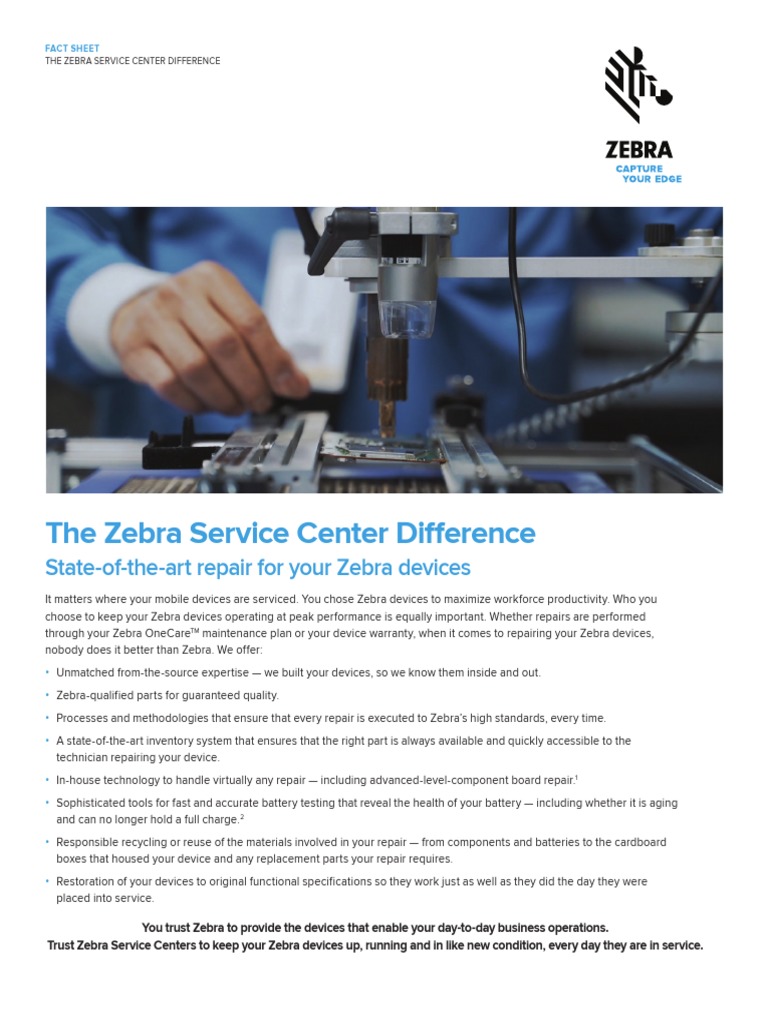 Zebra Service Centers Fact Sheet en Us | PDF | Trademark | Business