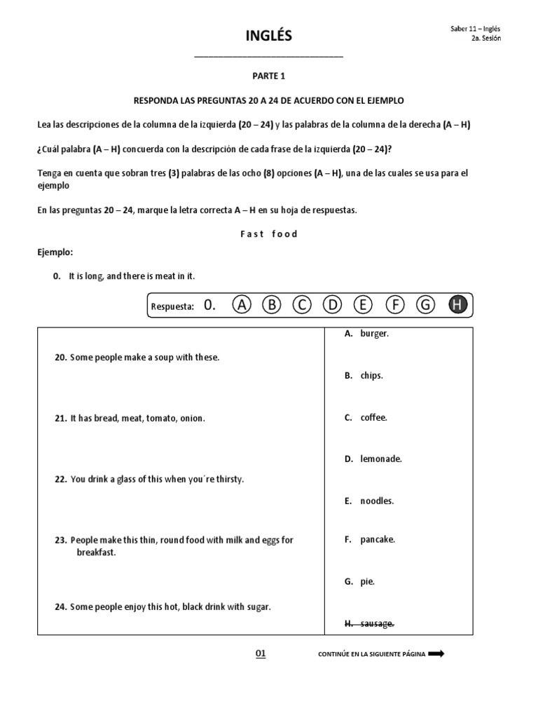 Simulacro 6 - Ingles - 1101 (J.T.) - 2023 | PDF