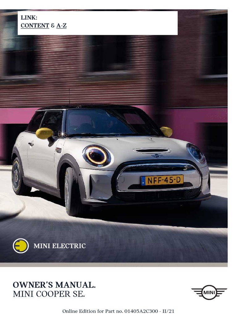 Mini Cooper SE Owner's Manual Guide | PDF | Menu (Computing ...