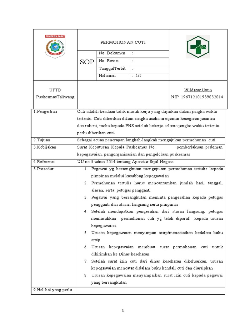 Sop Permohonan Cuti | PDF