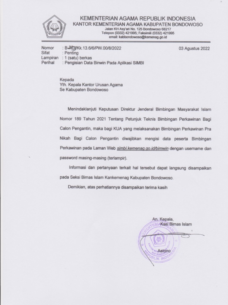 Pengisan Data Bimwin Pada Aplikasi SIMBI | PDF