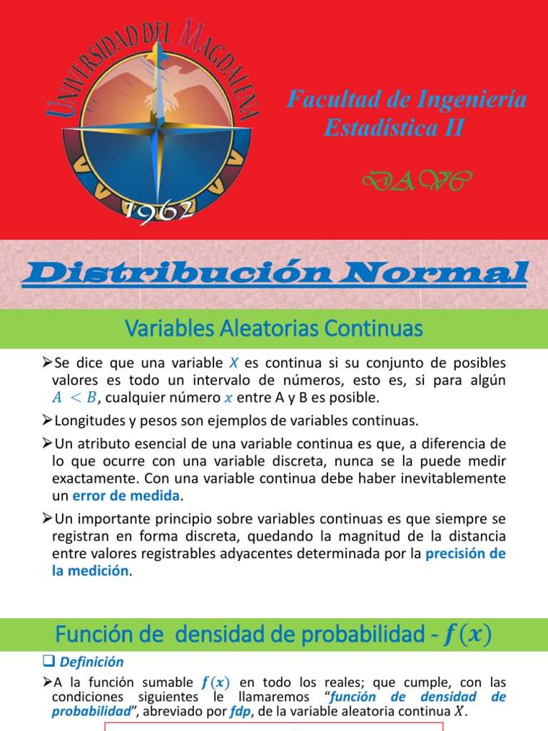 01 - Presentación Distribución Normal - 2020 - 02 | PDF | Variable ...