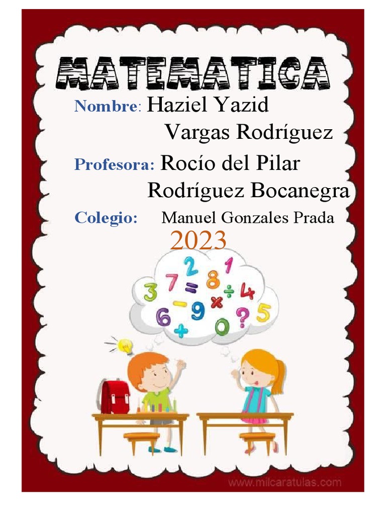 Caratula de Matemáticas en word (2) | PDF