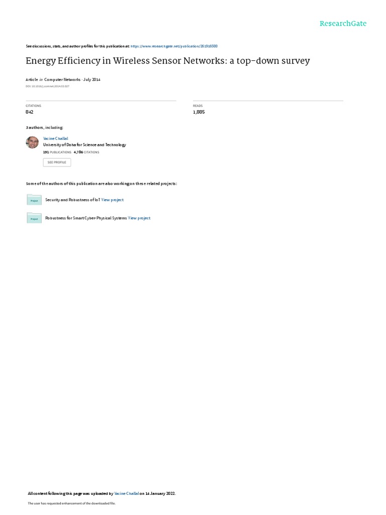 Energy Efficiency in Wireless Sensor Networks A To | PDF | Wireless Sensor Network | Computer ...