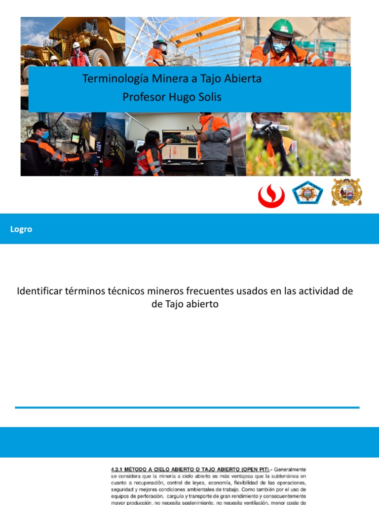 Clase 1 Terminologia MInera | PDF | Minería | Mineral