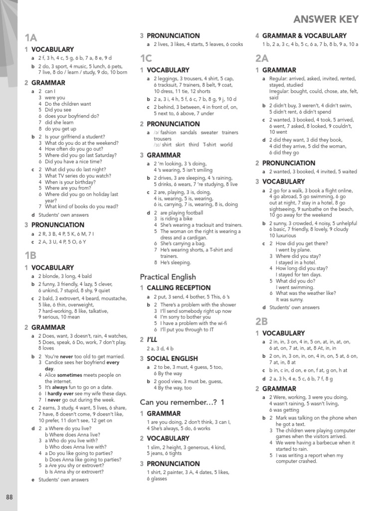 English File 4e Pre-Int WB Answer Key L3 | PDF | Waiting Staff