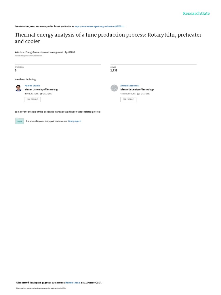 Thermal Energy Analysis of A Lime Production Proce | PDF | Heat ...