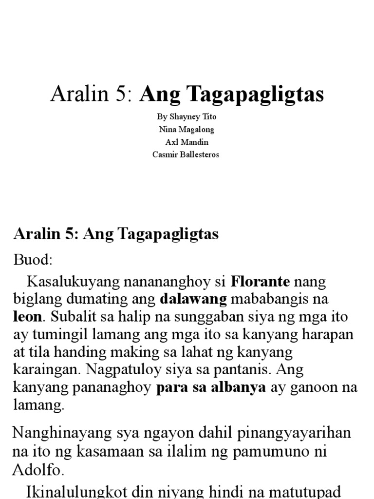 Filipino Aralin 5 Florante at Laura | PDF