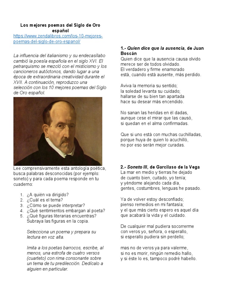 Los Mejores Poemas Del Siglo de Oro Español | PDF | Amor | Sonetos