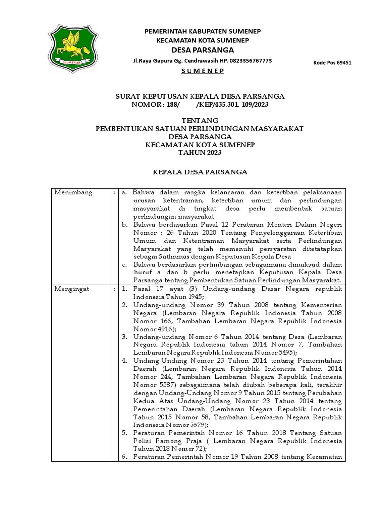 SK Linmas Desa | PDF