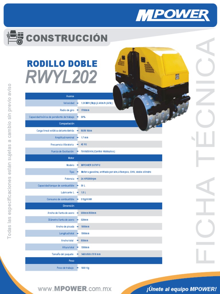 Rodillo Doble Vibratorio RWYL202 | PDF | Vehículos terrestres | Coche